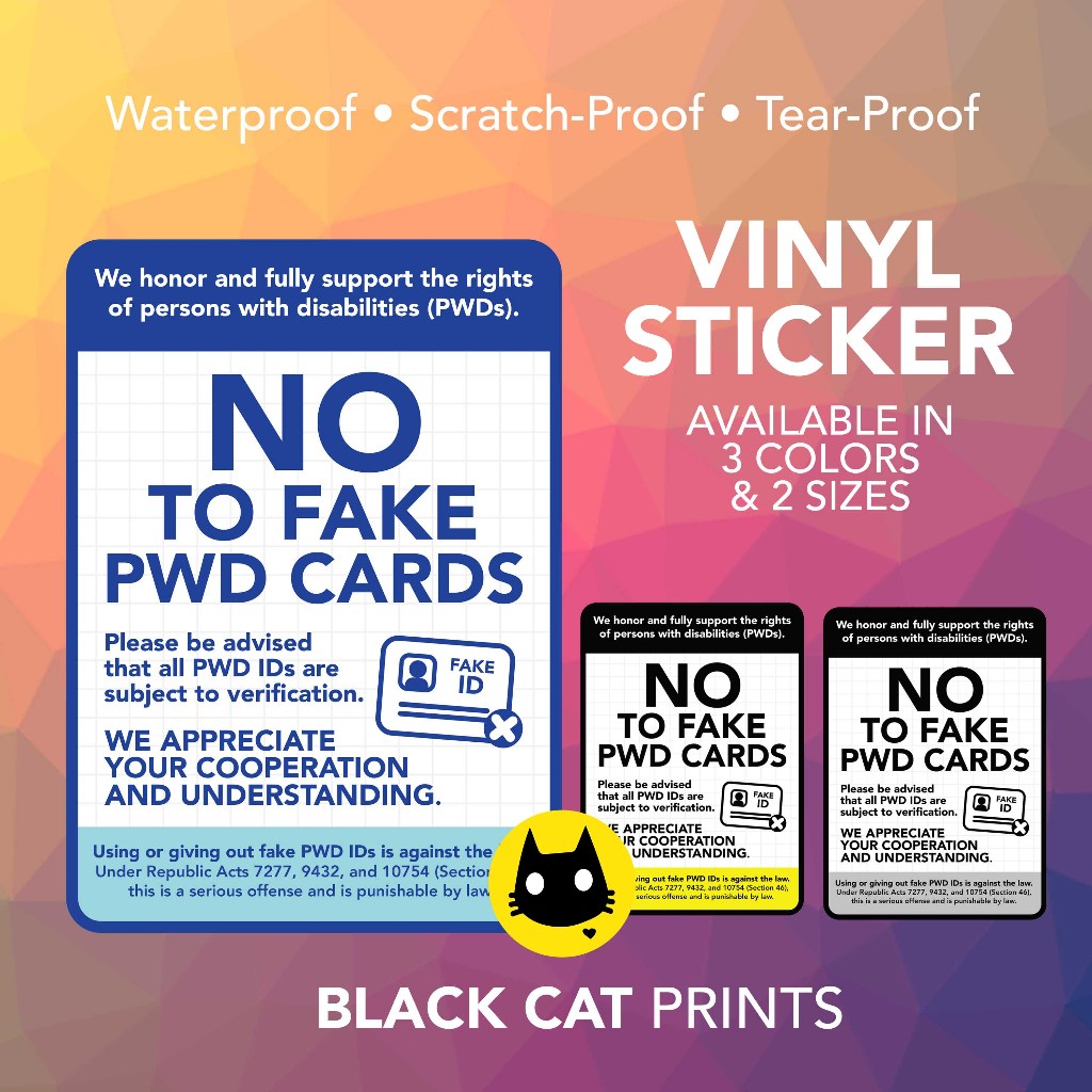 Stickers / PWD ID Verification Checking Notice Vinyl Stickers ...