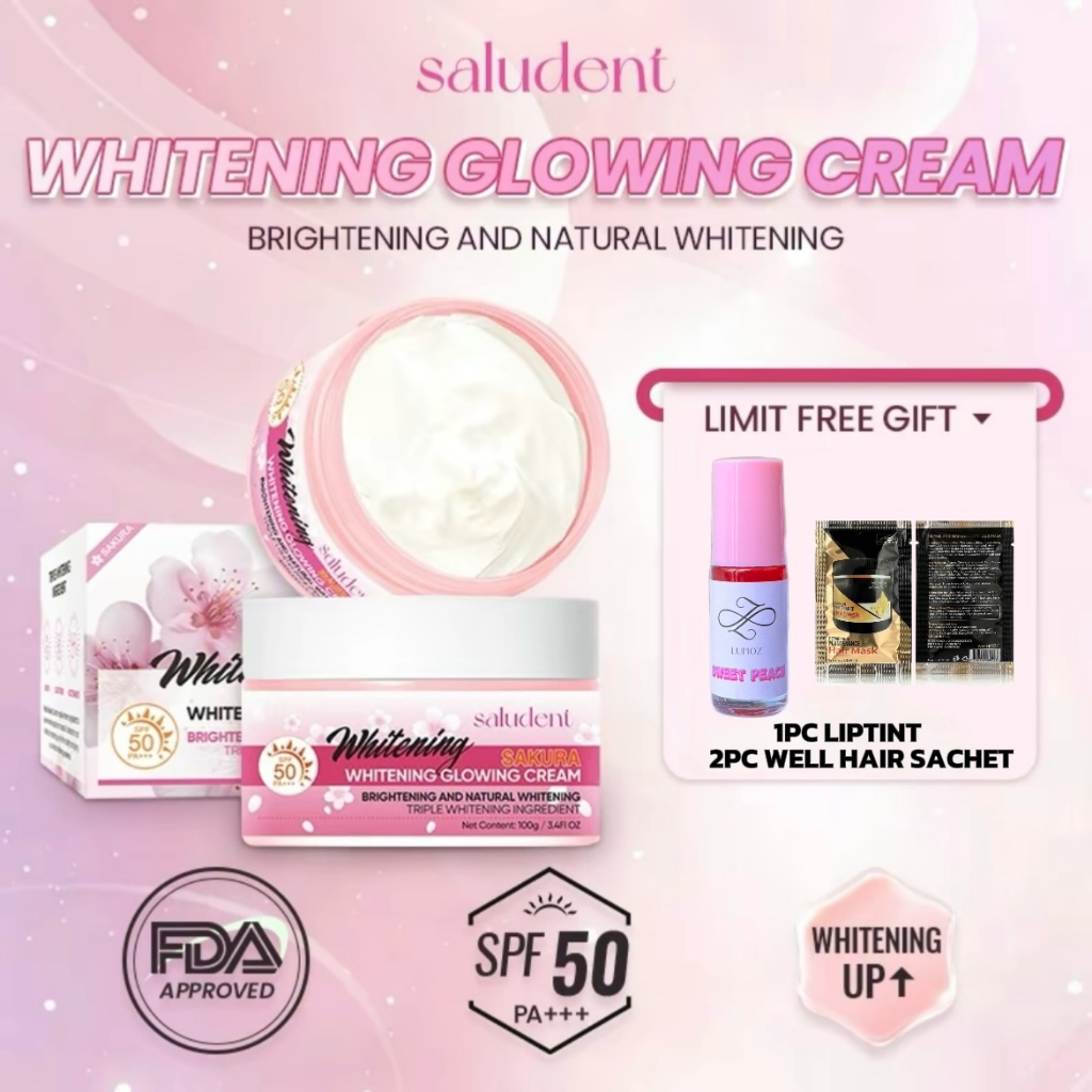 Saludent Whitening Facial Cream Nicotinamide Glutathione SPF50 PA+++ For All Skin Types 100g ...