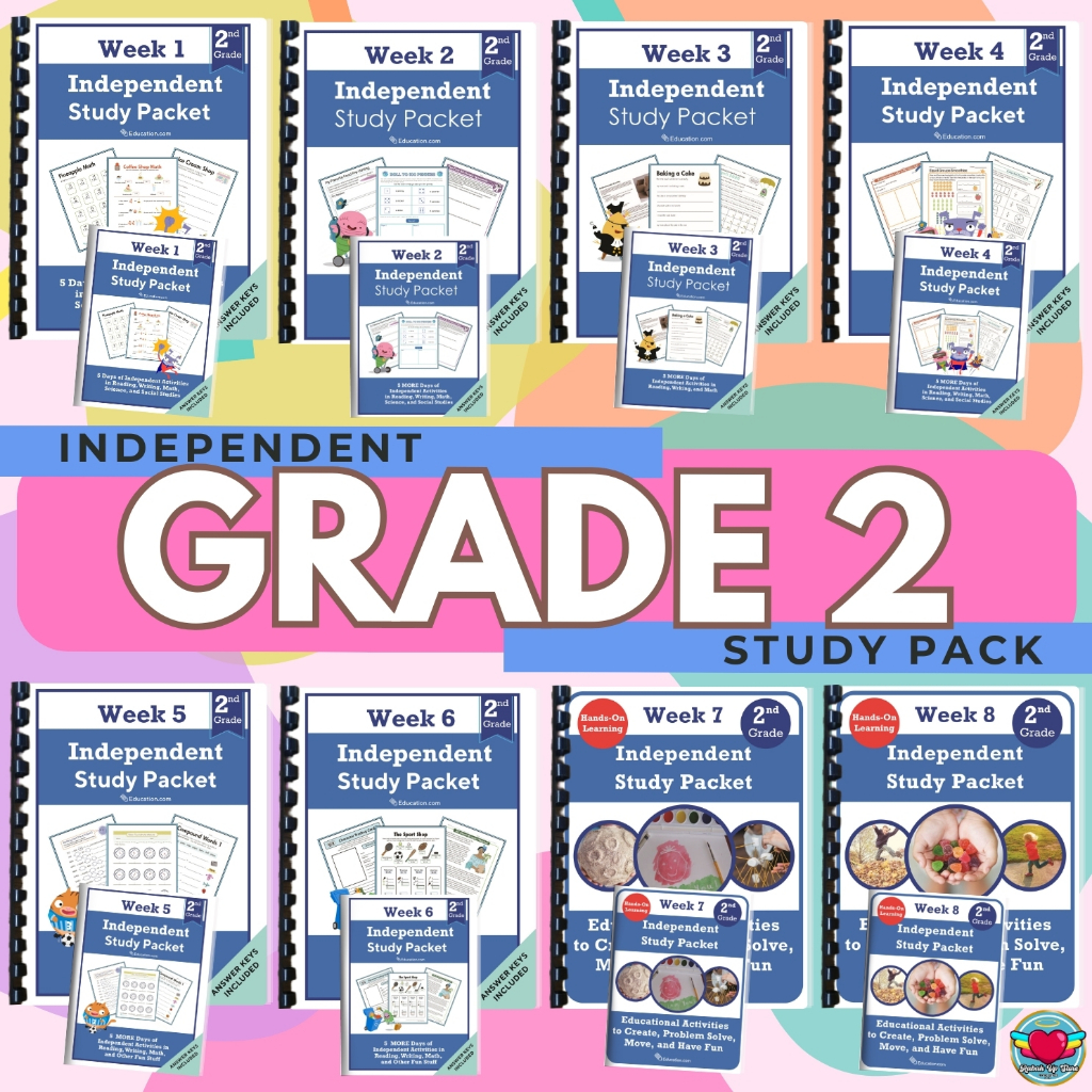 GRADE 2 Independent Study Pack Worksheet/Workbook HomeSchool Learning ...