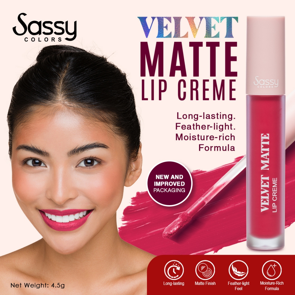 (New Packaging) Sassy Colors Velvet Matte Lip Creme - Long Lasting ...