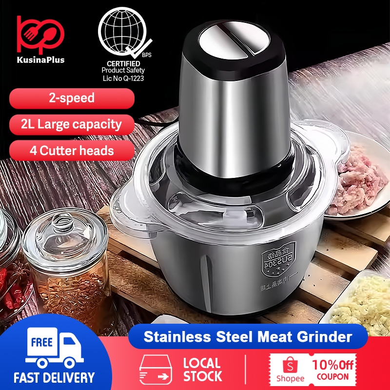 KusinaPlus 2L Electric Meat Grinder Stainless Steel vegetable chopper ...
