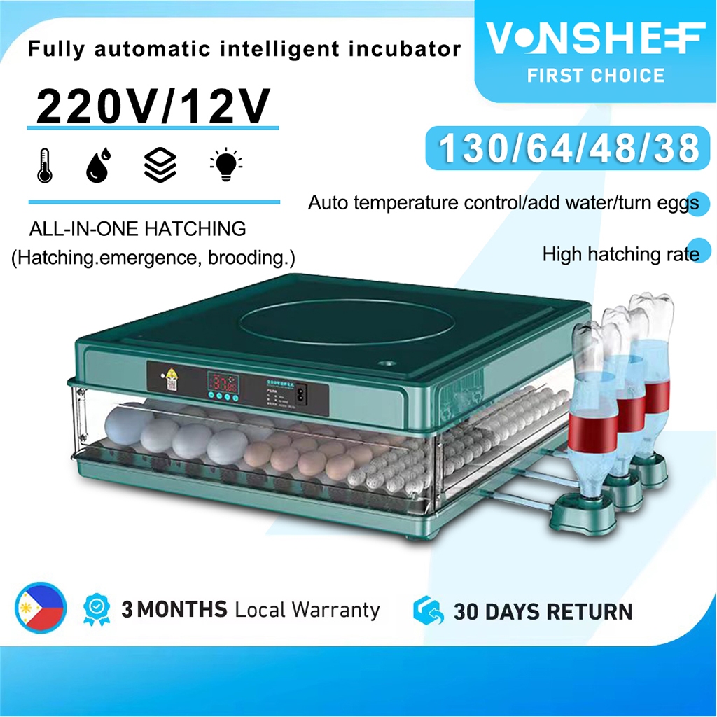 130 Egg Incubator Fully Automatic Egg Incubator Intelligent Digital Hatcher Brooder with Temper ...