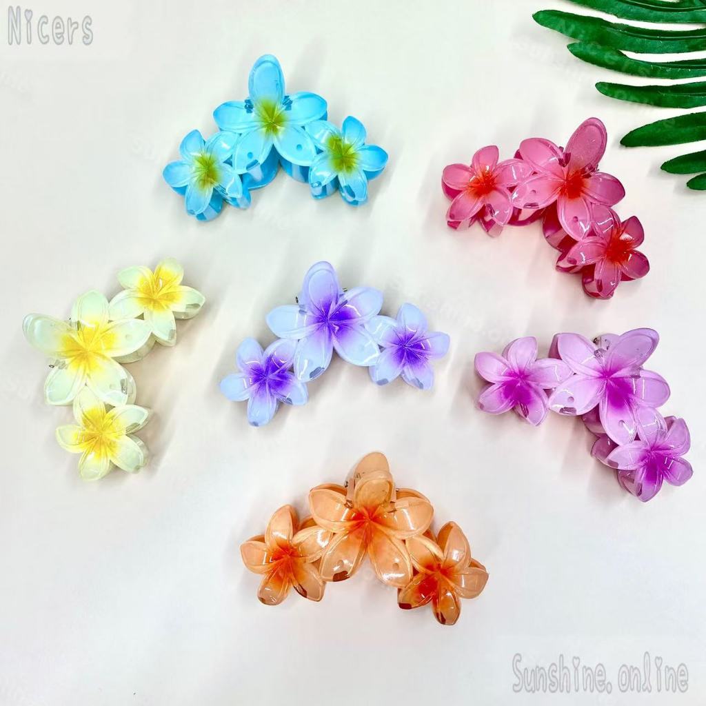 Colorful Flower Hair Clamp with 3 Large size Flowers #H728 Fashionable ...