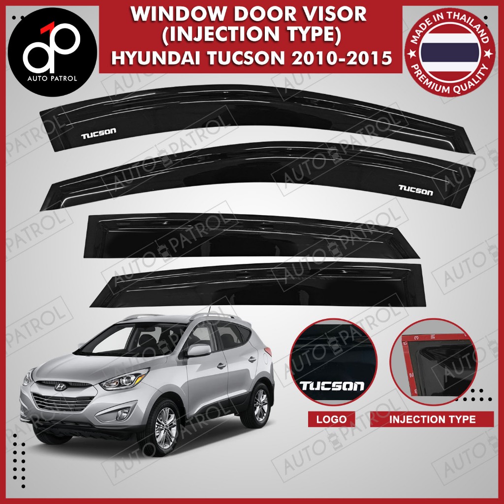 HYUNDAI TUCSON 2010-2015 Window Door Rain Visor Black (INJECTION TYPE ...