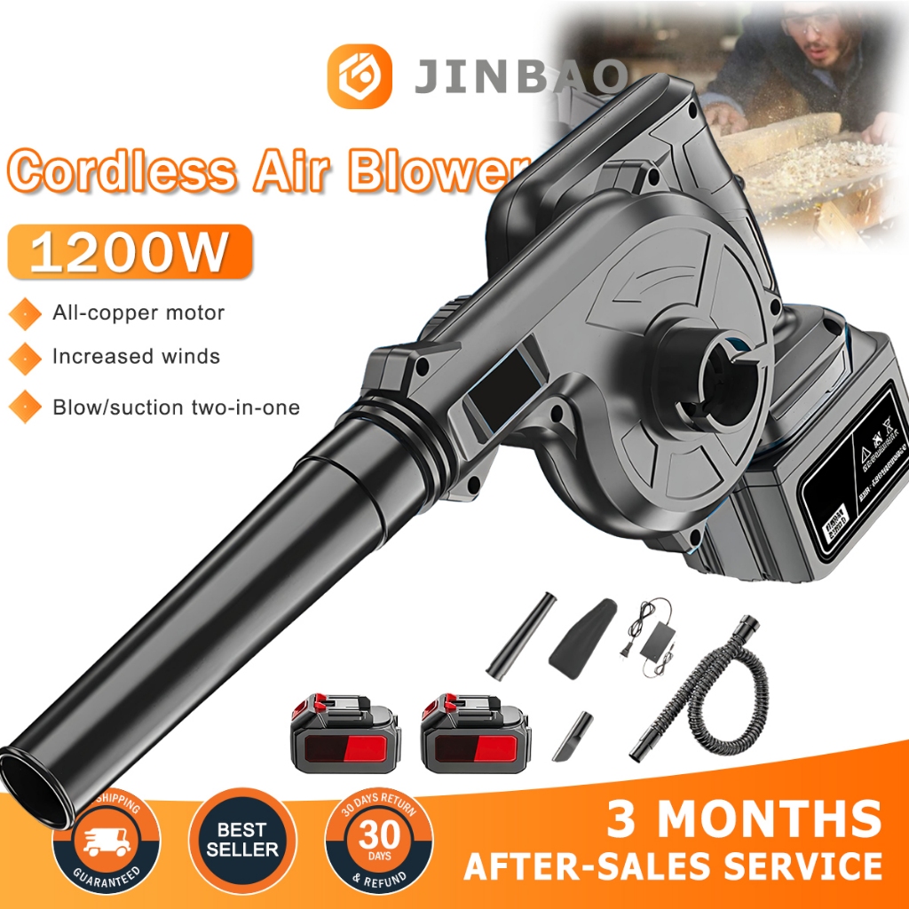 Cordless 1200W Air Blower Vacuum Cleaners Blowing Suction 2 in 1 ...