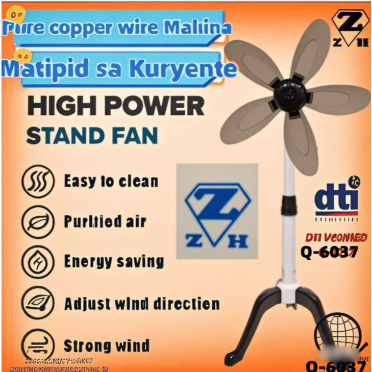 [sl3] ZH 5 Blades Stand Fan Floor Fan Foldable Stand Fan Electric Fan ...