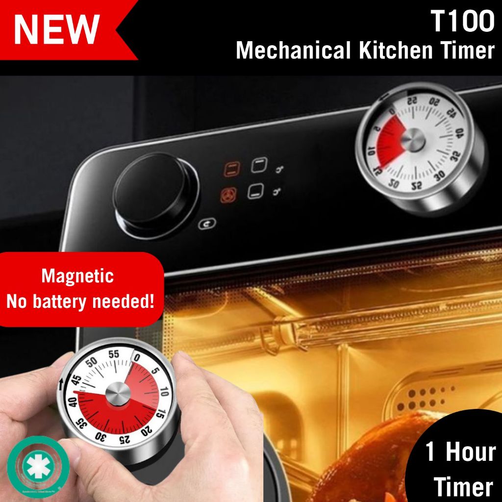 T100 Magnetic Stainless Steel Kitchen Timer 60 Minute 1 hour Countdown ...