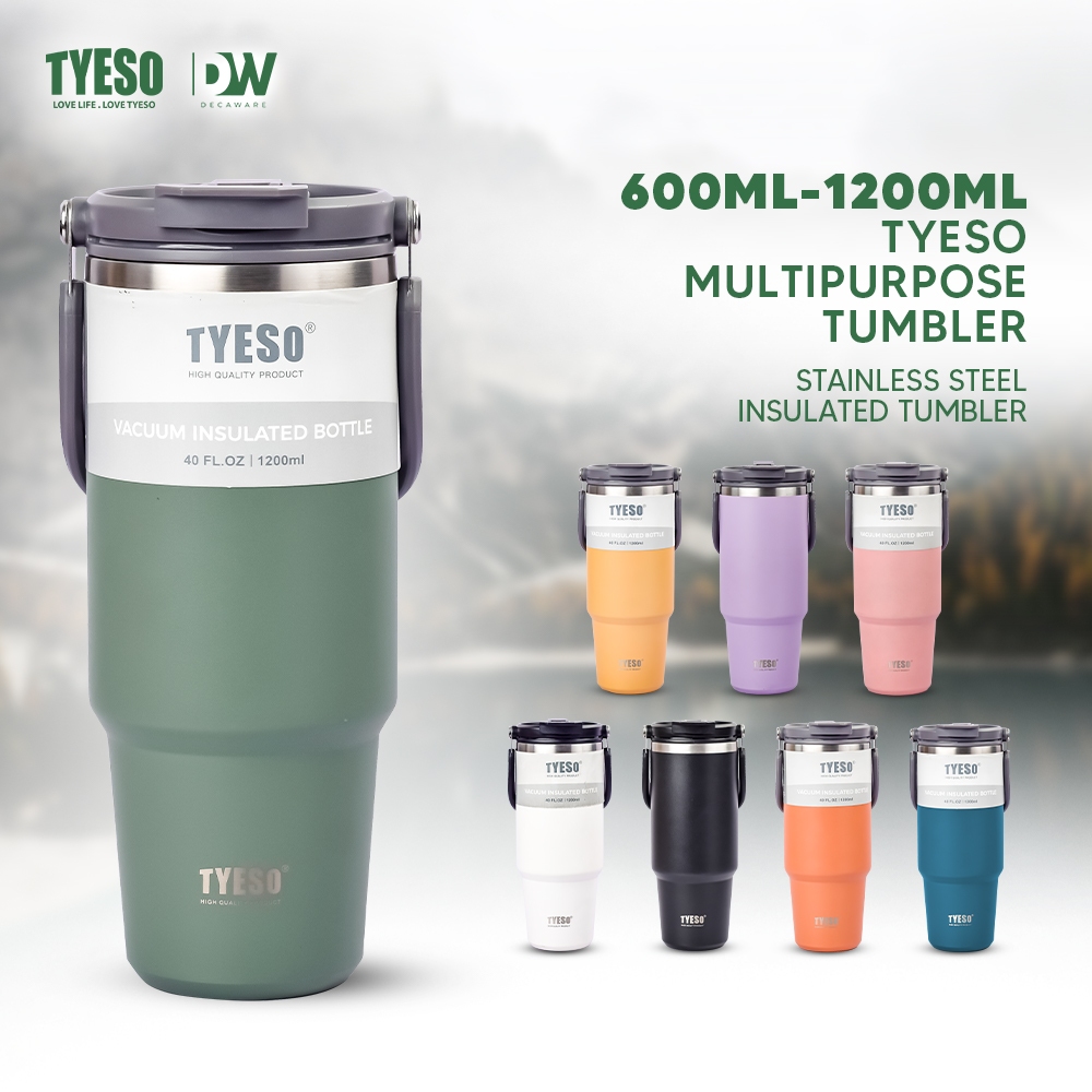 Tyeso Tumbler Vacuum Insulated Tumbler Handle & Straw 600/750/900/1050 ...