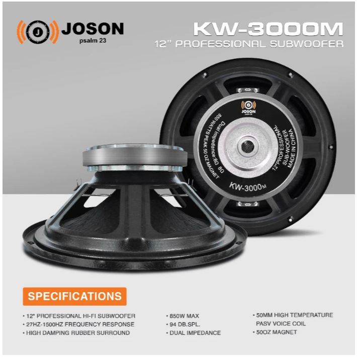 Joson KW-3000 12 Inches Professional Hi-fi Subwoofer Speaker 850W ...