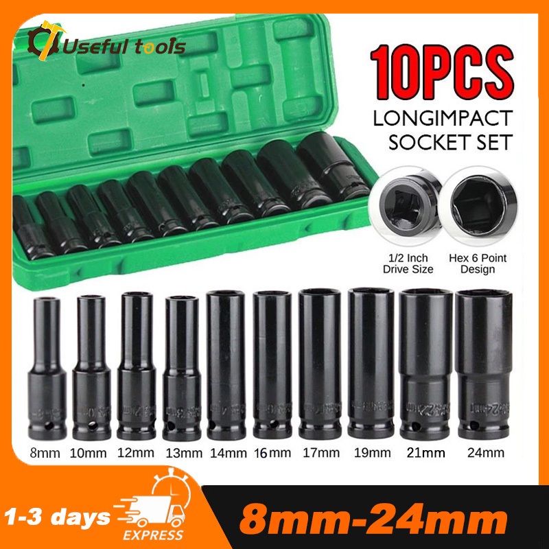 10PCS Impact Wrench Socket Set Deep Socket Wrench Set Deep Socket For ...