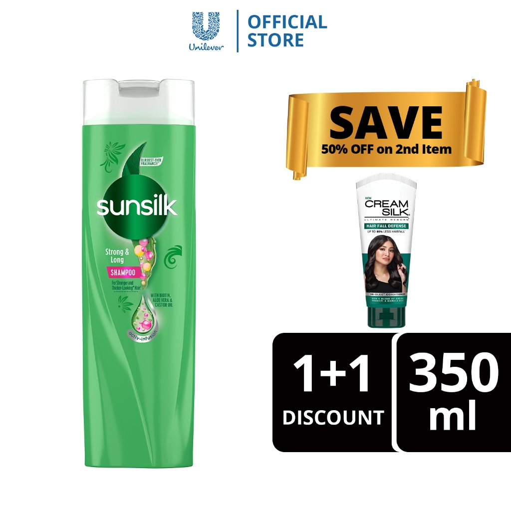 Sunsilk Strong & Long Shampoo 350ml + Cream Silk Hair Fall Defense ...