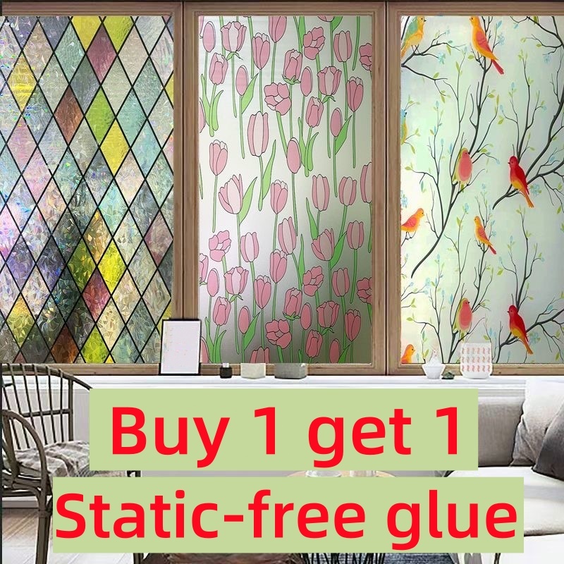 Buy 1 get 1 3D Window Sticker Film,Frosted Glass Sticker for Window ...