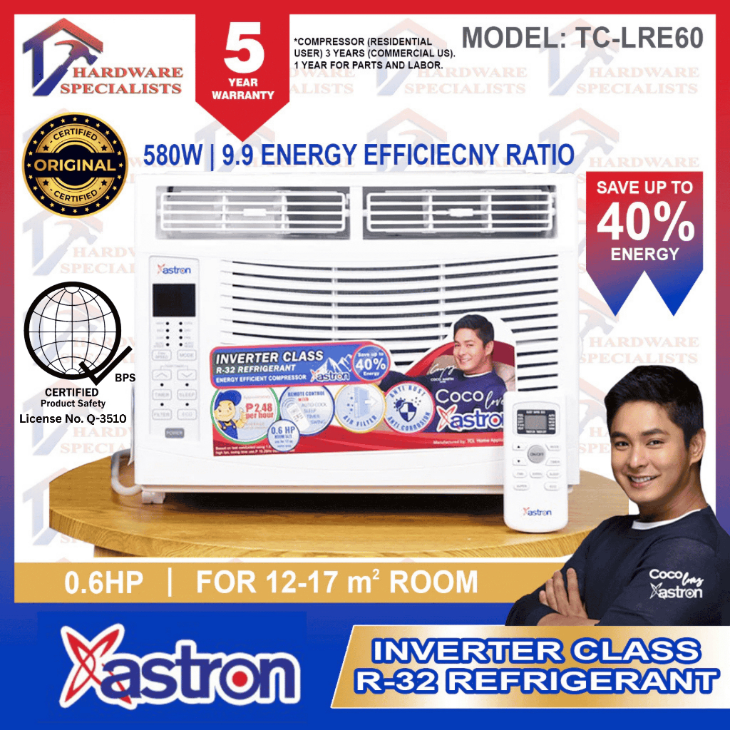 Astron Inverter Class 0.6HP Aircon w/ remote TC-LRE60 built-in air ...