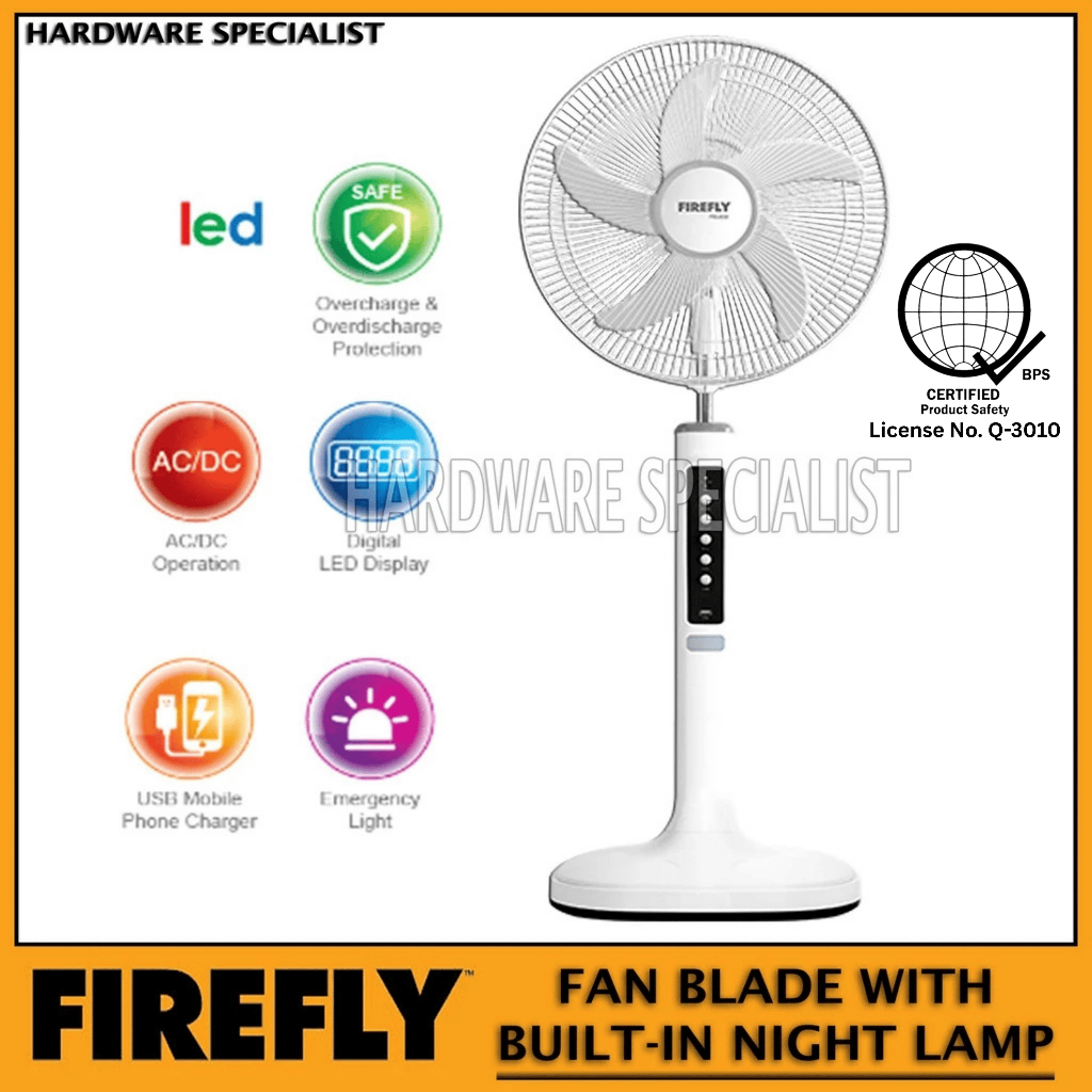 Firefly Rechargeable Fan Blade With Built-in Night Lamp 16" FEL632 ...