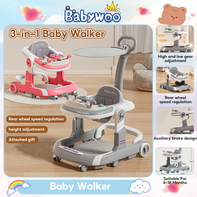 Baby Walker For 6-36 Months Baby Foldable Walker With Brakes Wheel And ...