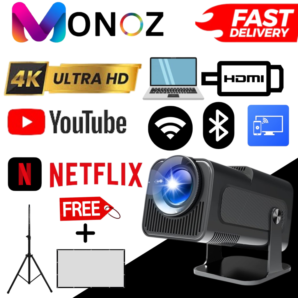 HY320 Pro 4K Smart Projector | Android 11, 1080P, Big LCD, Dual-Band ...