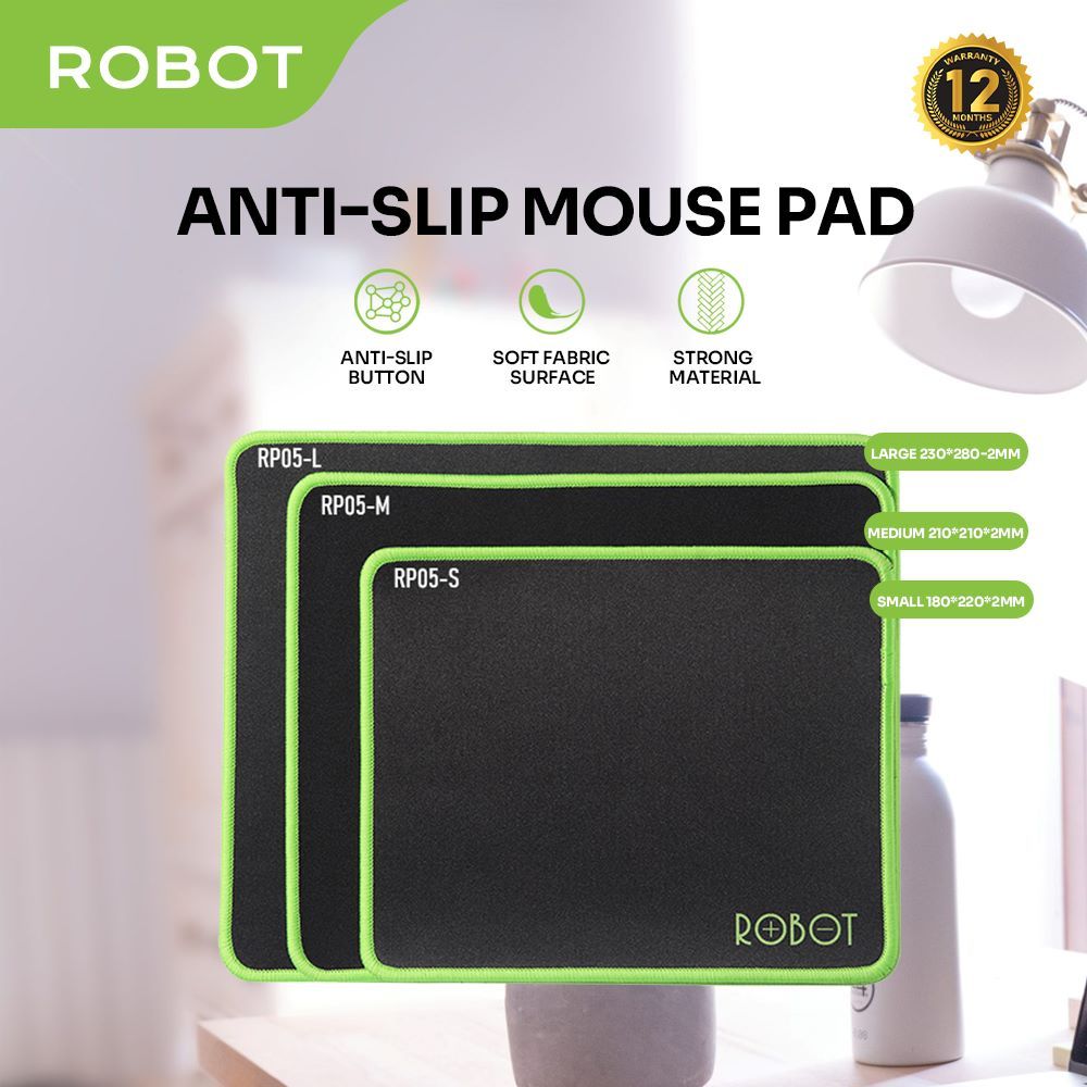 Robot RP05 Anti Slip Mousepad Gaming Plain Black Cheap Original Rubber ...