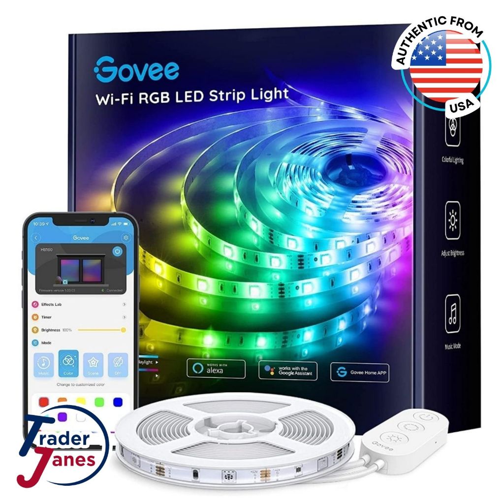 Govee Wi-Fi RGB LED Strip Lights 16.4ft/5m Works with Alexa & Google ...