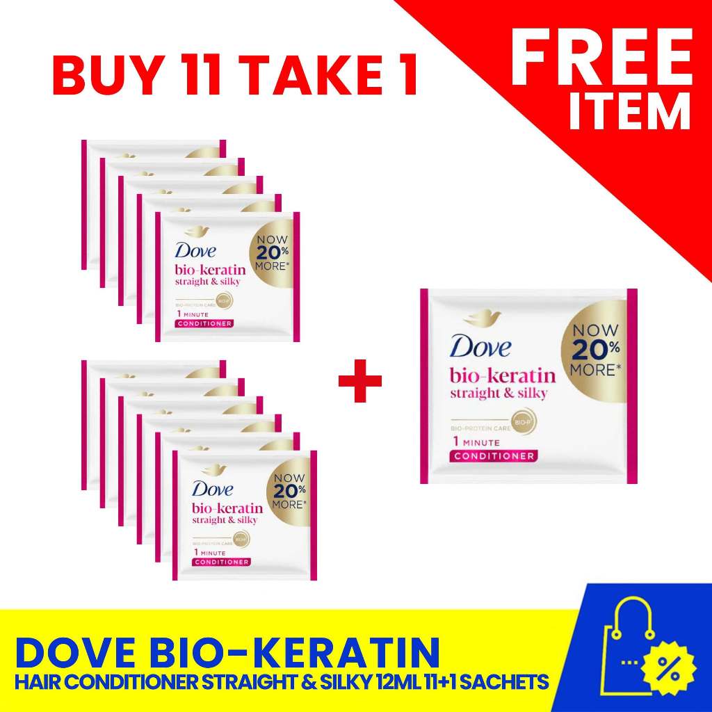 DOVE Hair Conditioner Straight & Silky 12ml 11+1 sachets | Shopee ...