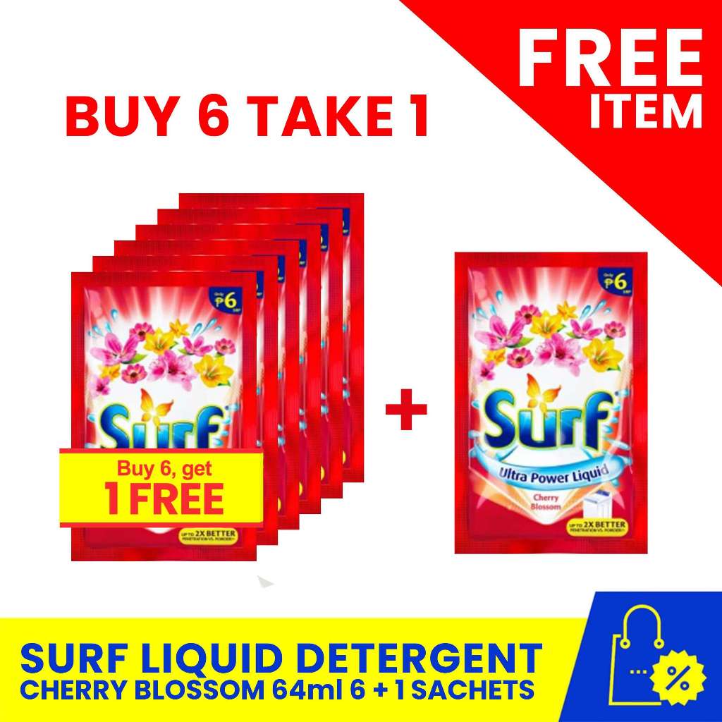 SURF Liquid Detergent Cherry Blossom 64ml 6+1 sachets | Shopee Philippines