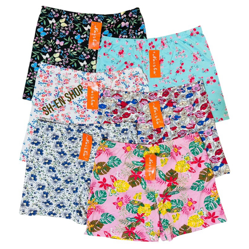 3-6PCS Flower background Shorts For Women Ladies Stretchable Womenswear ...