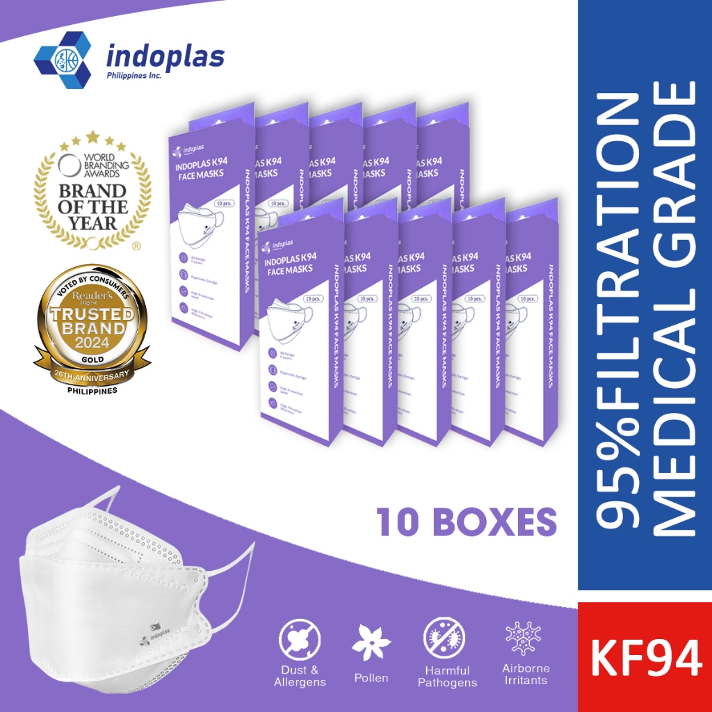 Indoplas KF94 Disposable Face Mask FDA Registered - 10 Boxes (100 pcs ...