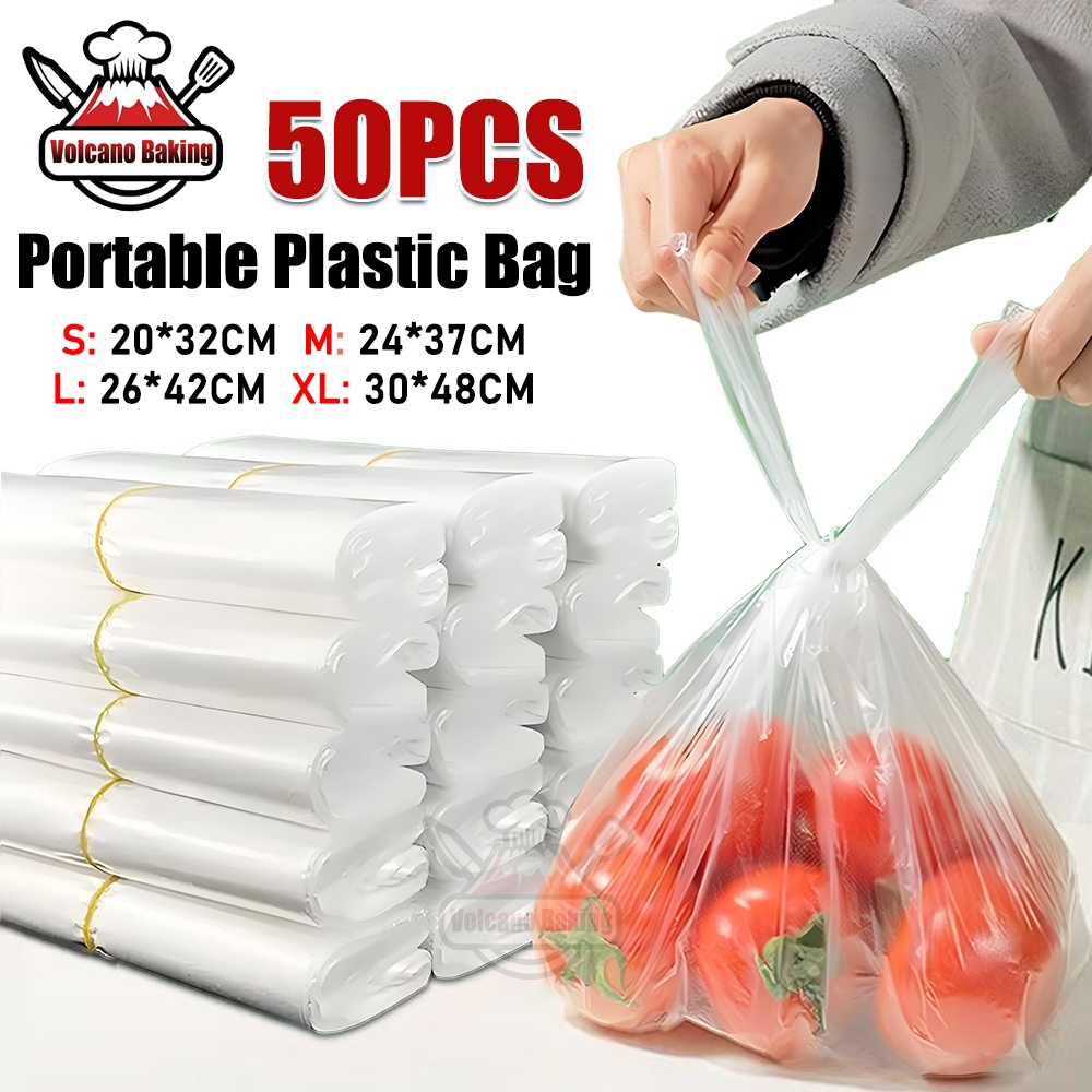 50pcs Transparent Packaging Bag Plastic Bag Sando Bag White Bag With ...