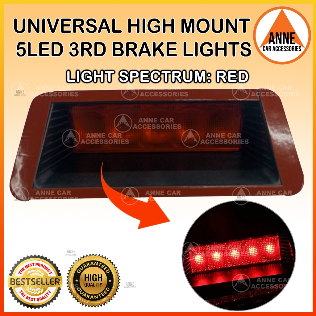 5 LED 12V Universal Car High Mount Rear Brake Light Stop Tail Light ...