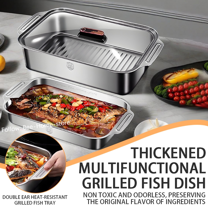 304 Stainless Steel Grilled Fish Plate, Barbecue Food Plate, Kitchen ...