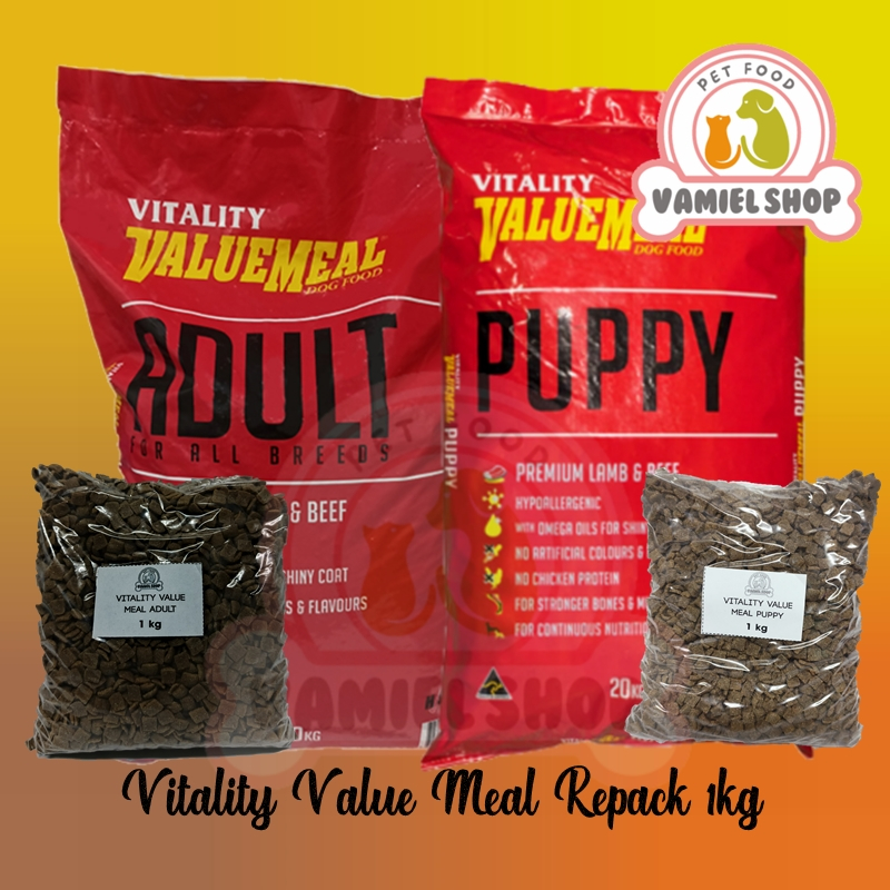 Vitality Value Meal Adult and Puppy Dog Food Repack 1Kg size [VAMIEL ...