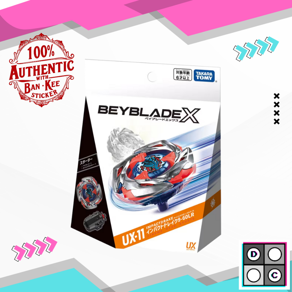 ORIGINAL TAKARA TOMY BEYBLADE X W/ BAN KEE STICKER UX-11 Impact Drake 9 ...