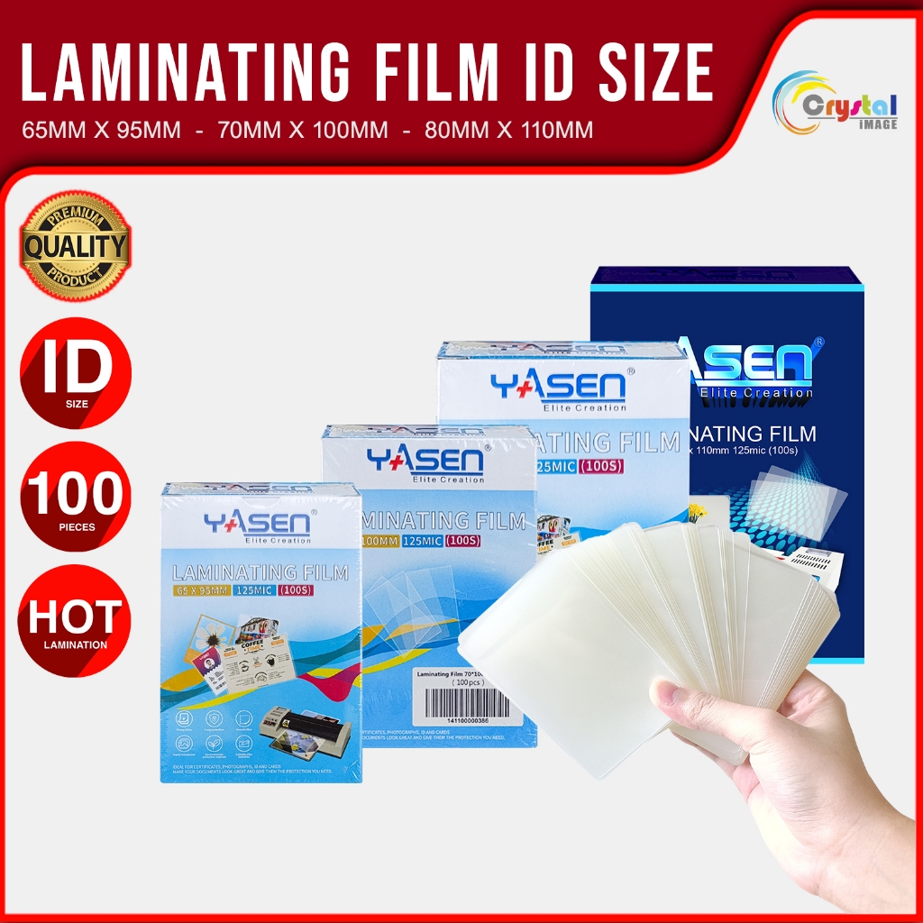Yasen ID Size Laminating Film (65mmx95mm | 70x100mm | 80x110mm) 125 /250 microns 100 Sheets ...
