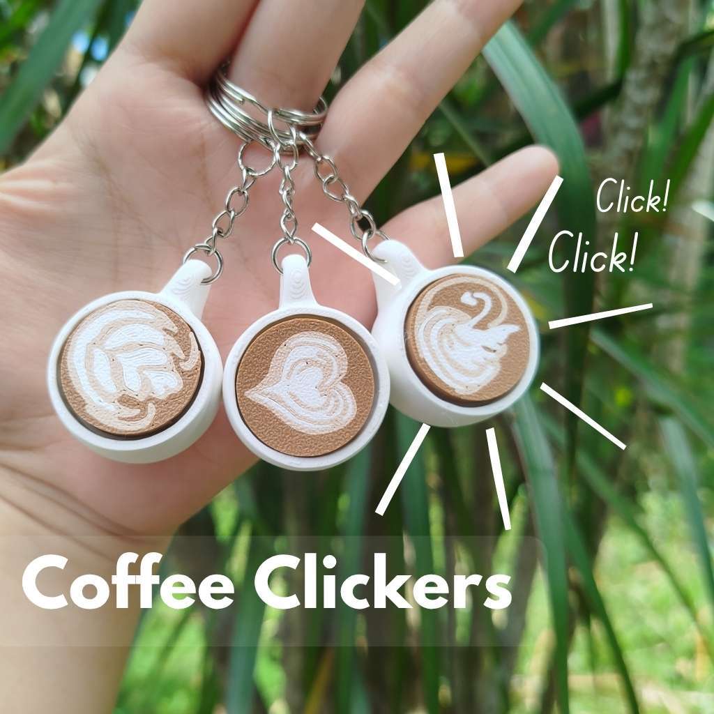 Latte Clickers with Keychain – Cute & Aesthetic Fidget Toy for Stress ...