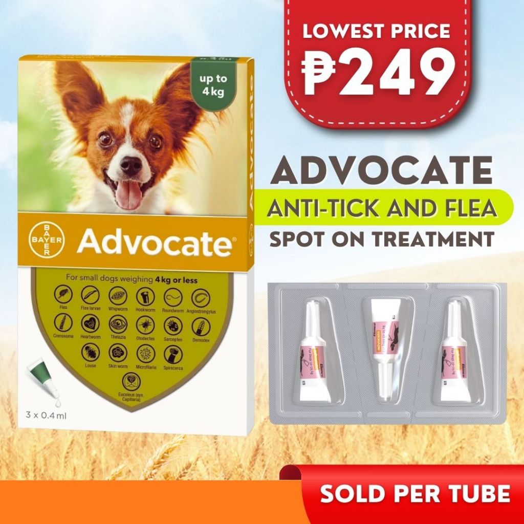 Advocate for Dog up to 4kg 1 Tube Spot on Solution with FREE Sticker ...