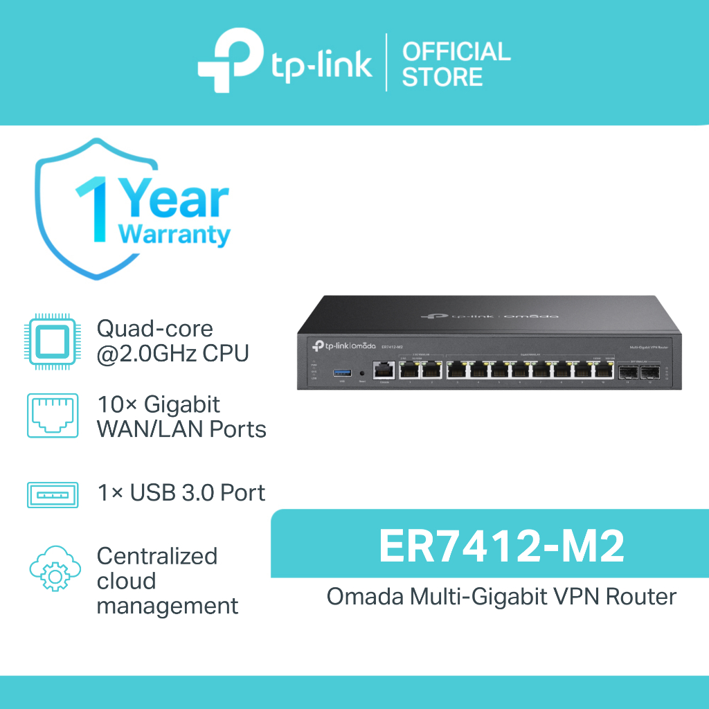 TP-Link | ER7412-M2 | Quad-Core | 2.0GHz CPU | Omada | Multi-Gigabit ...