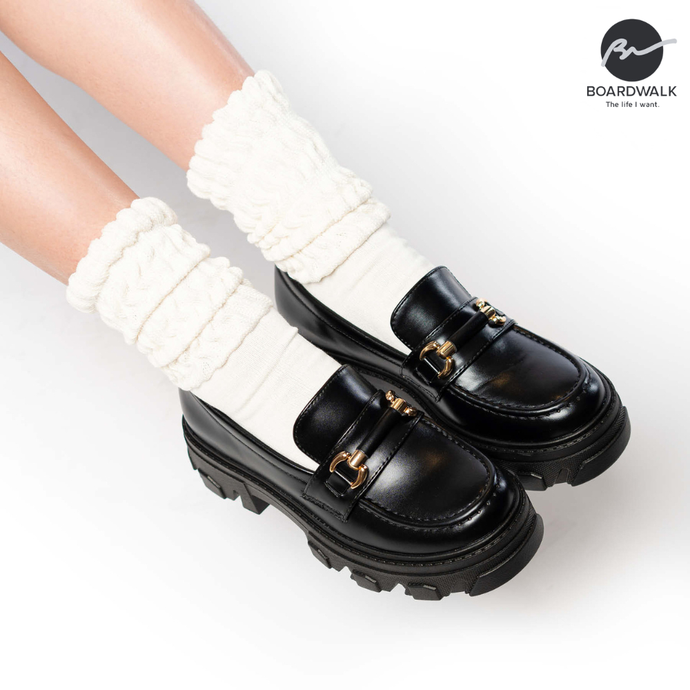 Boardwalk Elan Black And Beige Platform Loafers Shoes | Shopee Philippines