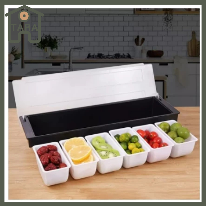 6 Grids Fruit Box Condiment Container Candy Garnish Tray Box Fruit ...