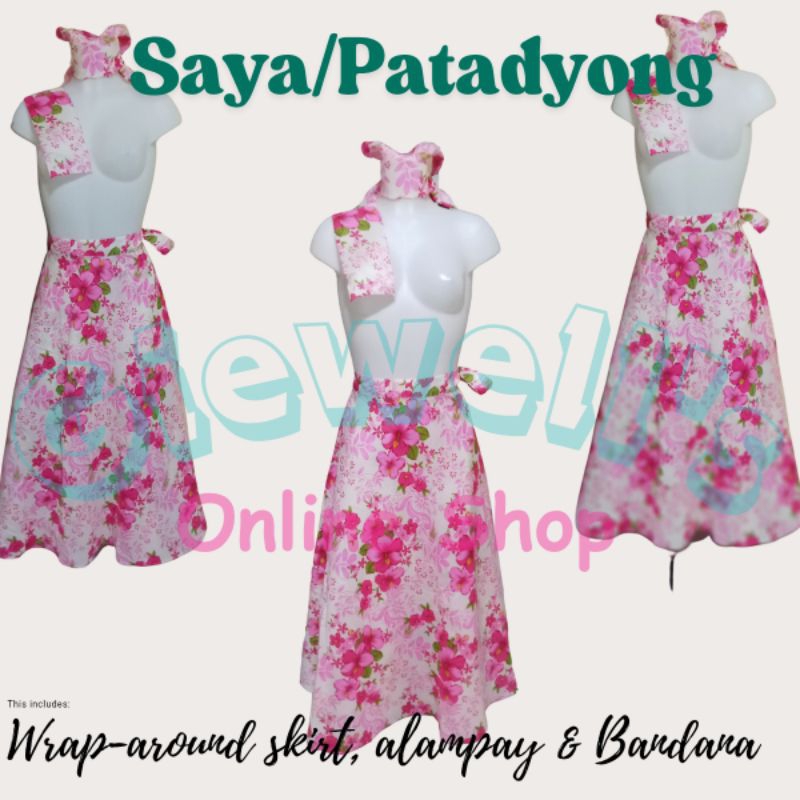 Saya Patadyong Women Adult Folkdance Costume 3 in 1 set Floral Pink ...