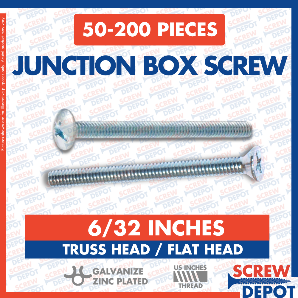 50-200PCS 6/32 inches TRUSS or FLAT HEAD Junction Screw / Utility Box ...