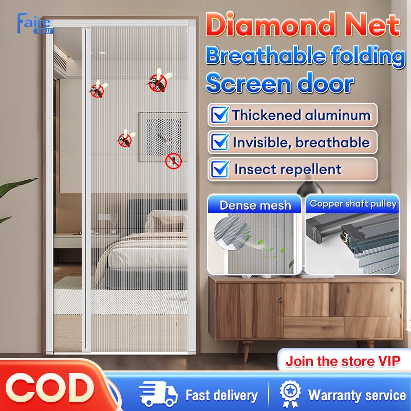 Trackless Folding Screen Door Accordion Sliding Door Home Aluminum Anti ...