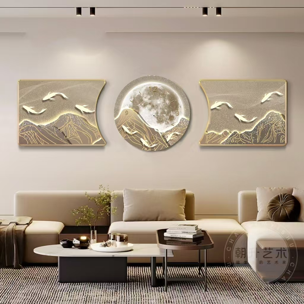 Aesthetics living room 3pcs set clock mural 3d wall clocks home wall ...
