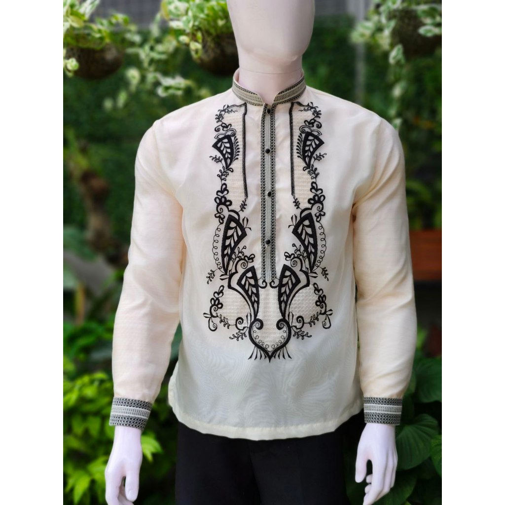 HABLON II Barong Tagalog Modern Petsera Collar Pinya Organza Black High ...