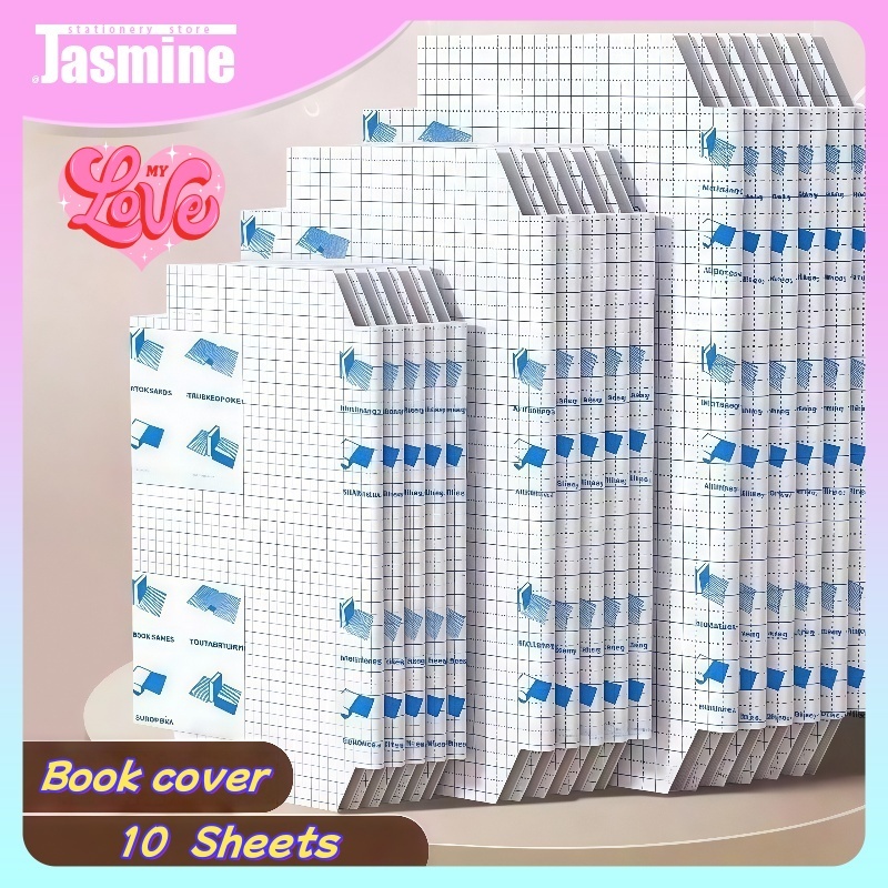 10 sheets Self-adhesive Book Wrapper transparent self-adhesive ...