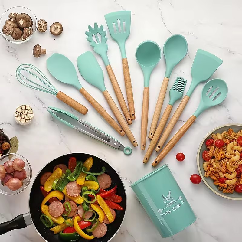 12 PcsSilicone kitchen utensils set Spatula For Non Stick Pan Shovel ...