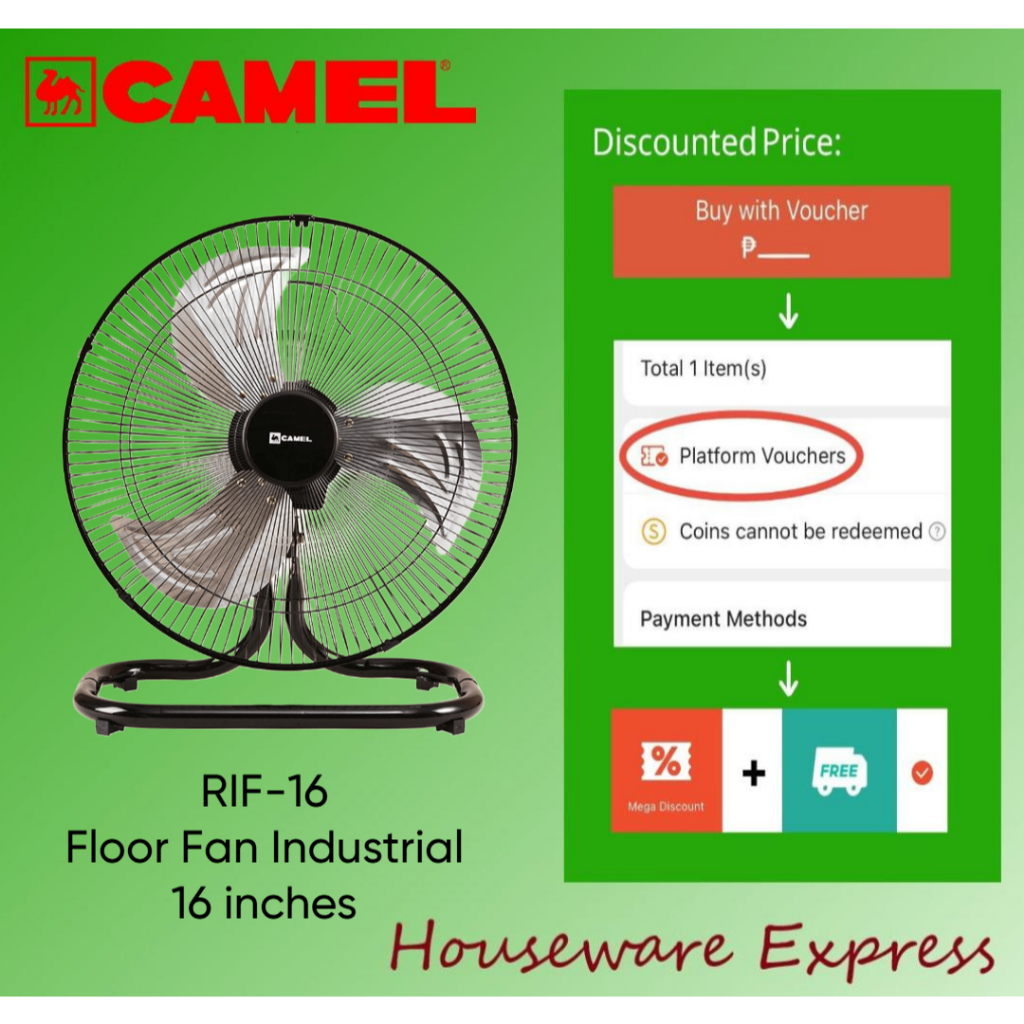 Camel RIF16 Floor Fan Industrial 16 Inches Desk Fan Electric Fan RIF-16 ...