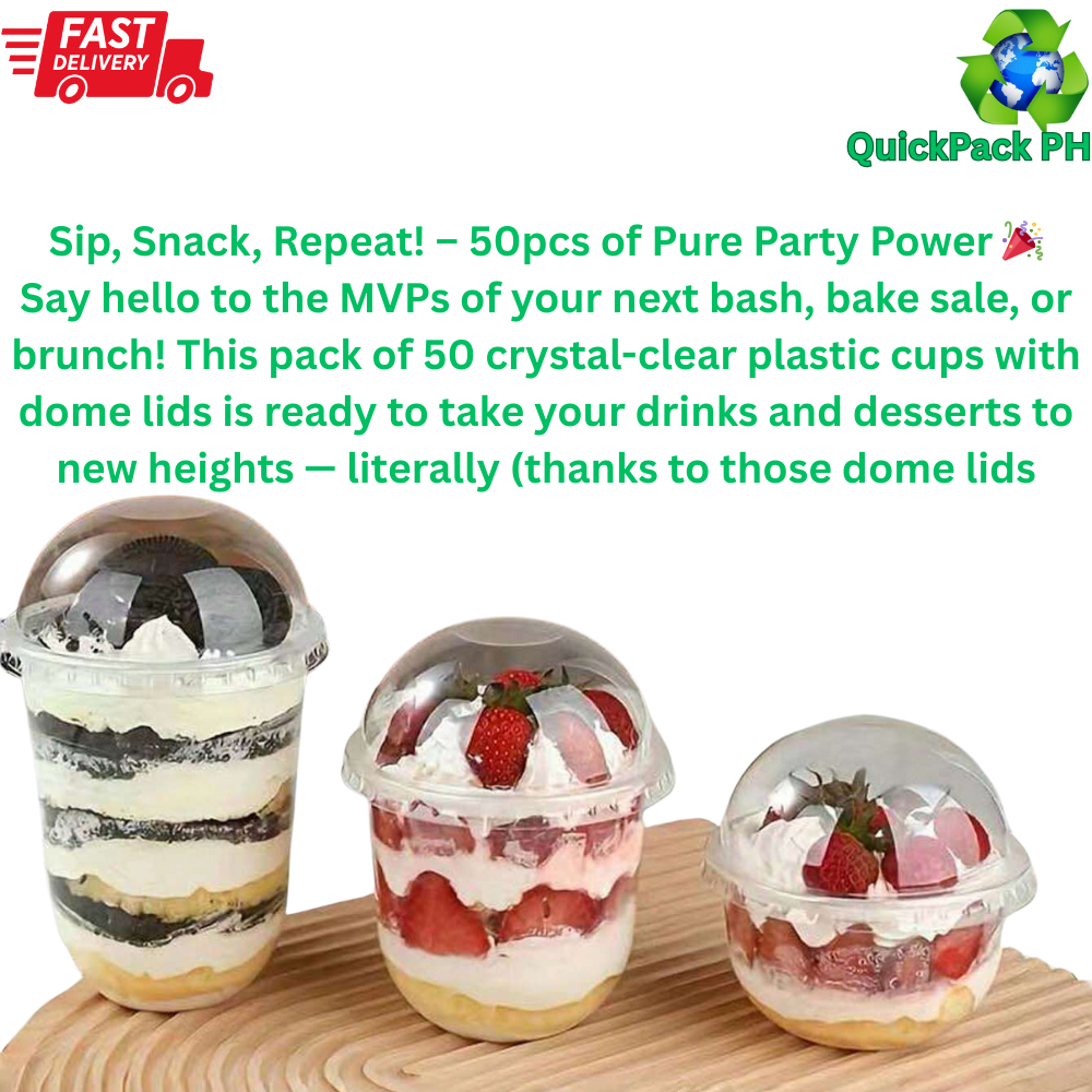 Clear Plastic Cups with Dome Lids – Disposable Smoothie Juice Cups for ...