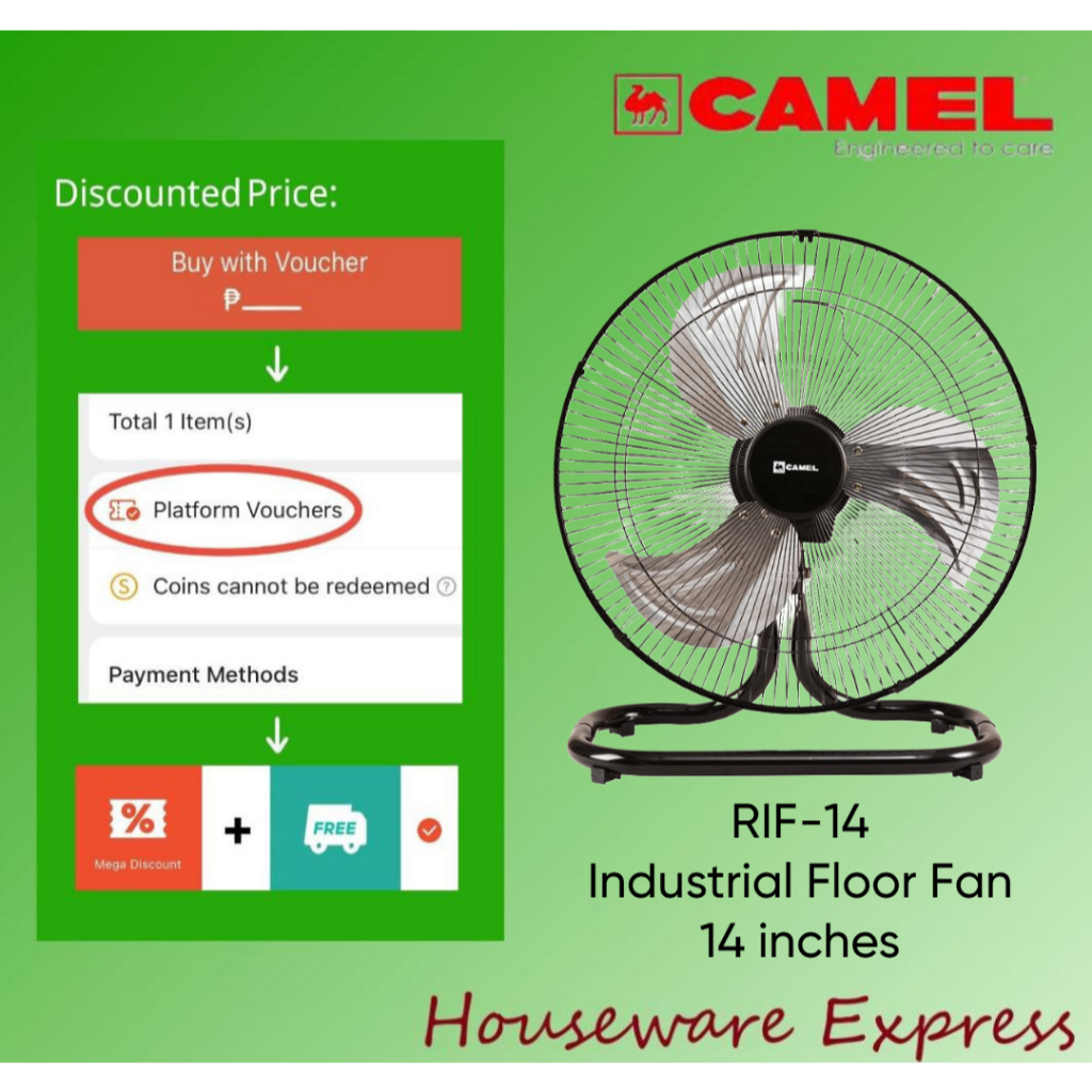 Camel RIF14 Floor Fan Industrial 14 inches Ground Fan RIF-14 (Housewaew ...