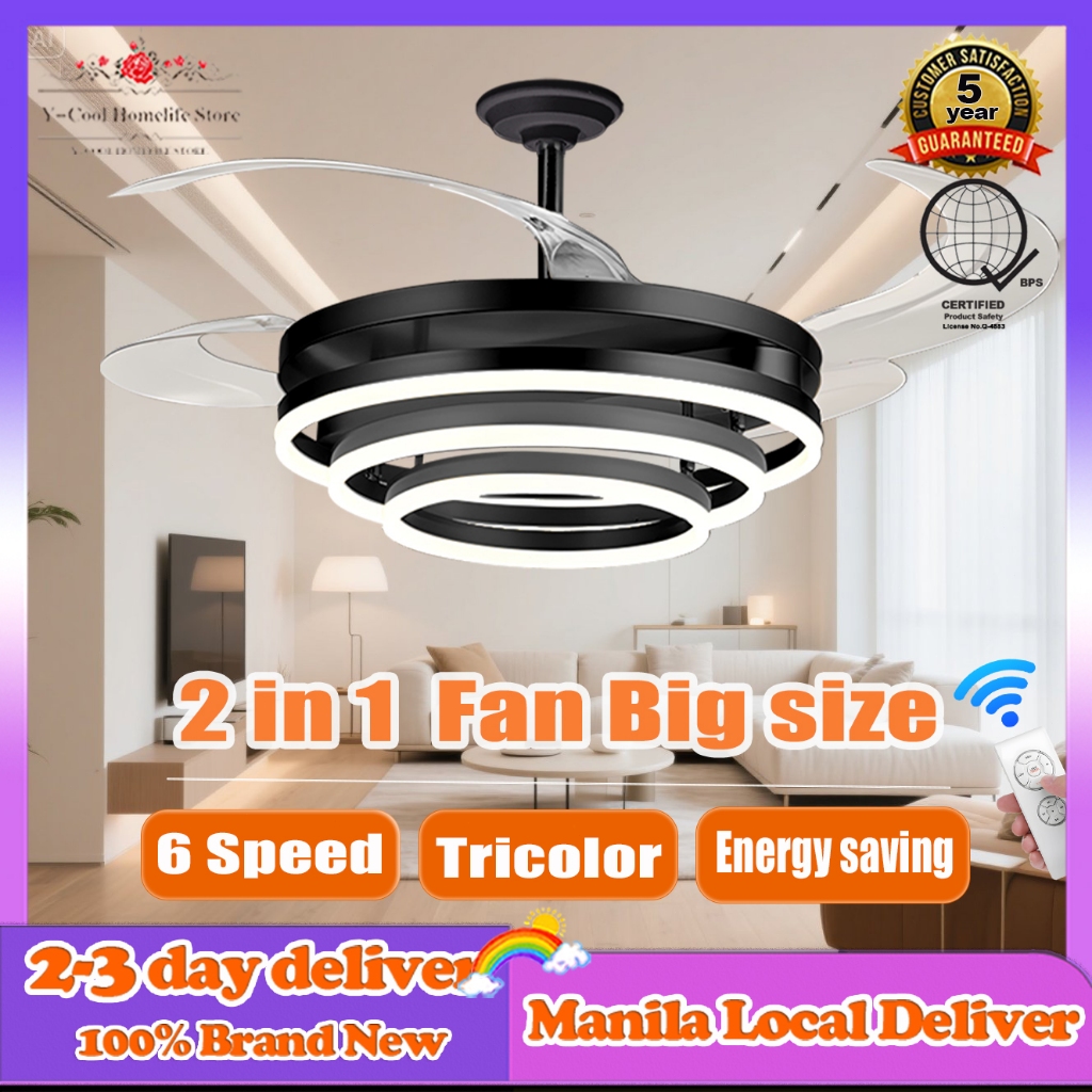 Nordic ceiling fan with light invisible celling fans remote 6 speed ...