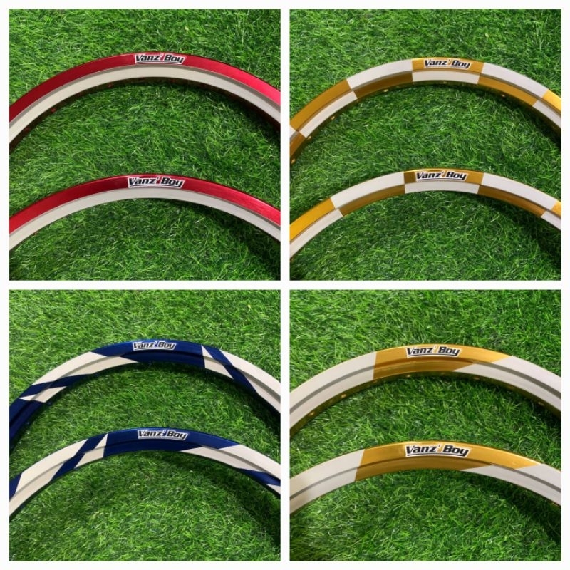 🇹🇭 NEW VERSION VANZ'BOY CHECKERED RIM 2PCS SIZE BY-17 ( RED - GOLD ...