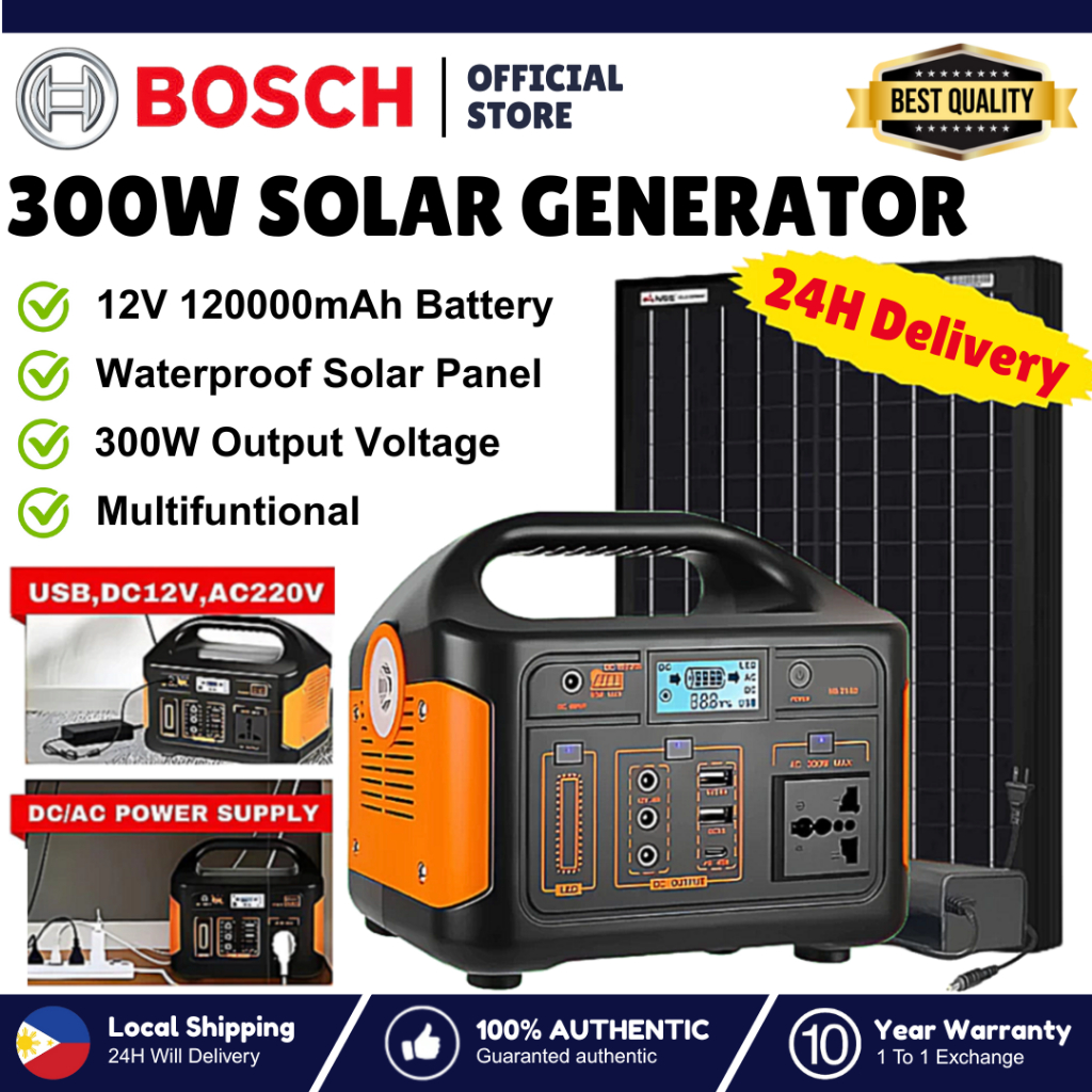 BOSCH 300W Power Station with Solar Panel EG009Li Power Generators ...